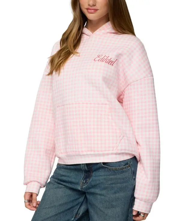 EDIKTED Gingham Oversized Hoodie