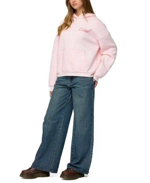 EDIKTED Gingham Oversized Hoodie