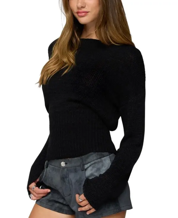 EDIKTED Tezi Boat Neck Knit Top