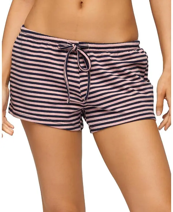 EDIKTED Striped Drawstring Shorts - Navy-and-pink