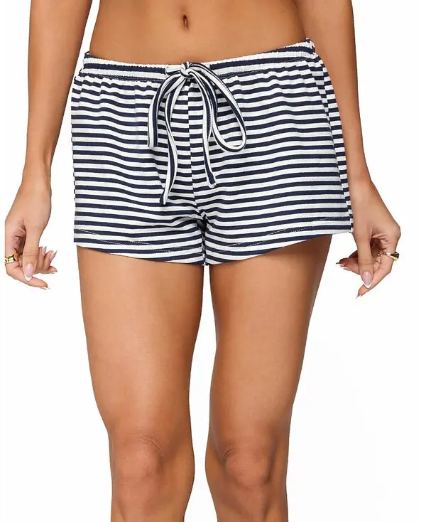 EDIKTED Striped Drawstring Shorts - Navy