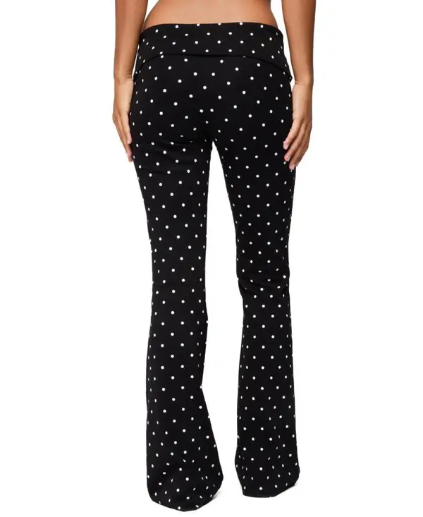 EDIKTED Daliya Polka Dot Fold Over Pants - Black