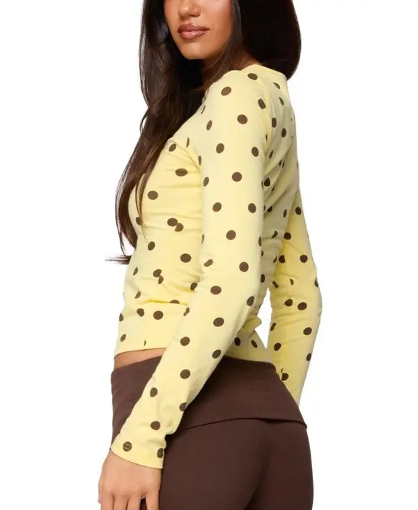 EDIKTED Polka Dot Long Sleeve T-shirt