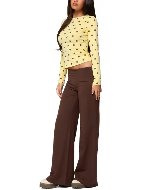 EDIKTED Polka Dot Long Sleeve T-shirt