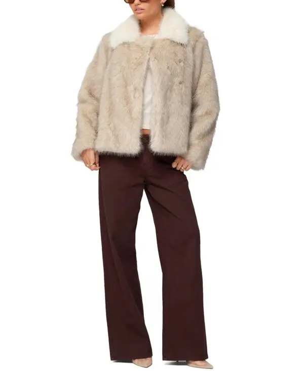 EDIKTED Contrast Collar Faux Fur Jacket