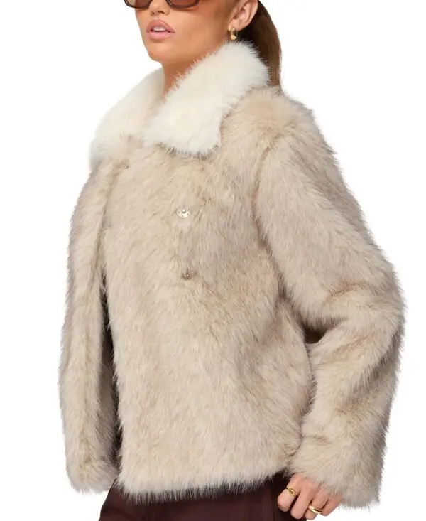 EDIKTED Contrast Collar Faux Fur Jacket