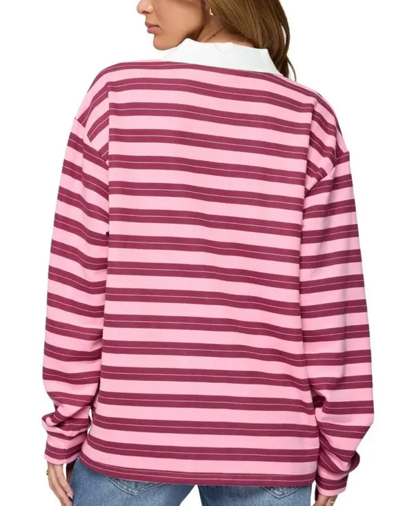 EDIKTED Striped Polo Sweatshirt