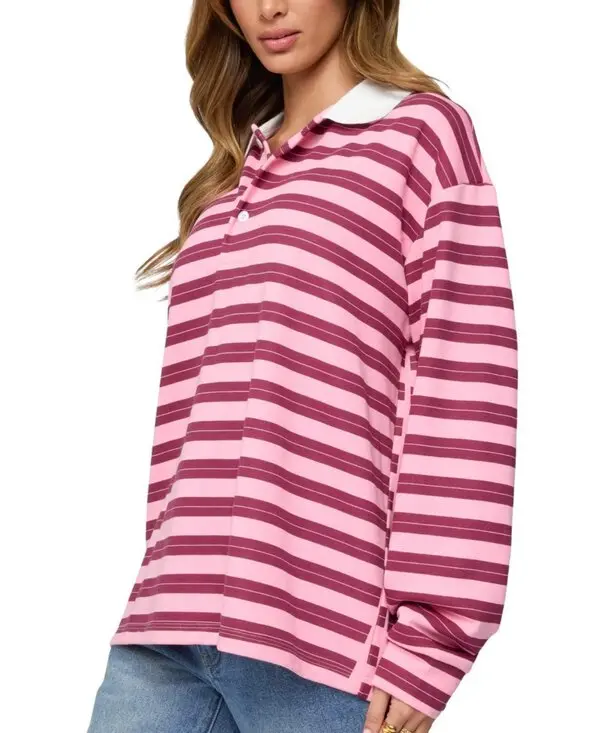 EDIKTED Striped Polo Sweatshirt