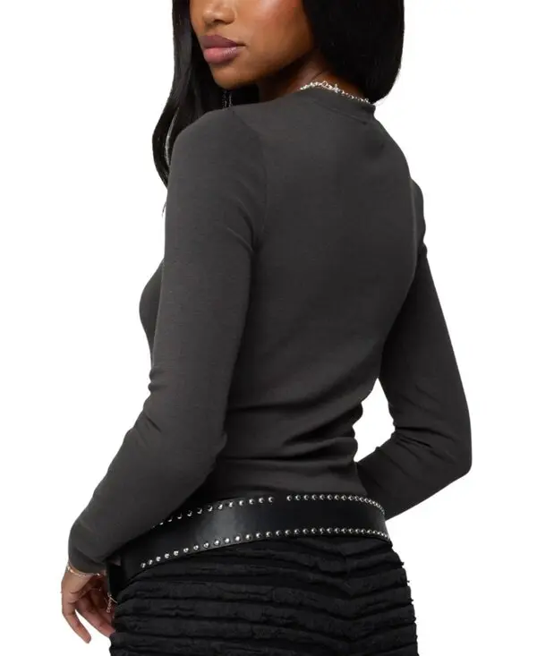 EDIKTED Daphne Ribbed Long Sleeve T-shirt