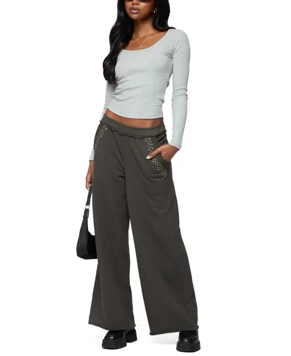 EDIKTED Wrenn Studded Wide-leg Sweatpants