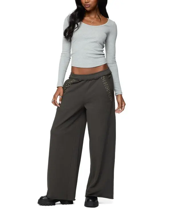 EDIKTED Wrenn Studded Wide-leg Sweatpants