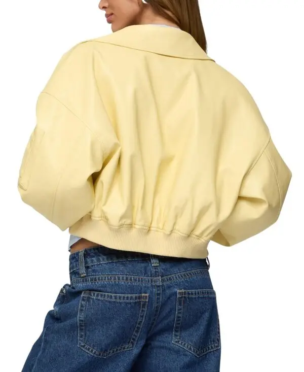 EDIKTED Zayna Cropped Faux Leather Bomber Jacket