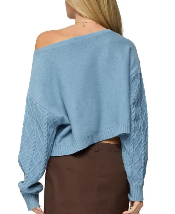 EDIKTED Oversized Off Shoulder Cable Knit Sweater