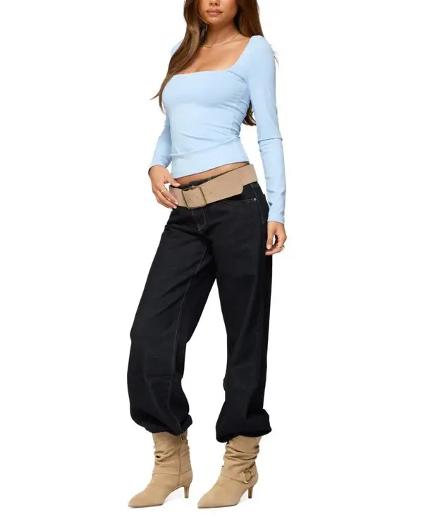 EDIKTED Lovie Fitted Square Neck Top