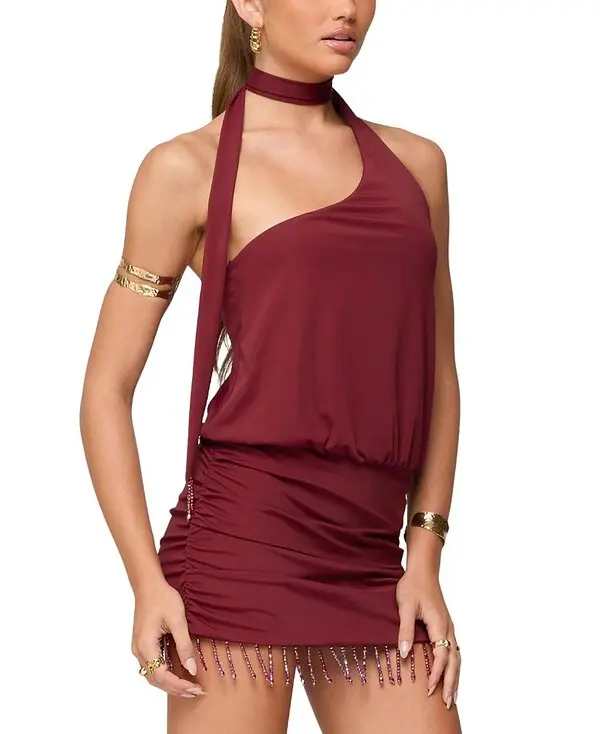 EDIKTED Danit One-shoulder Fringed Mini Dress