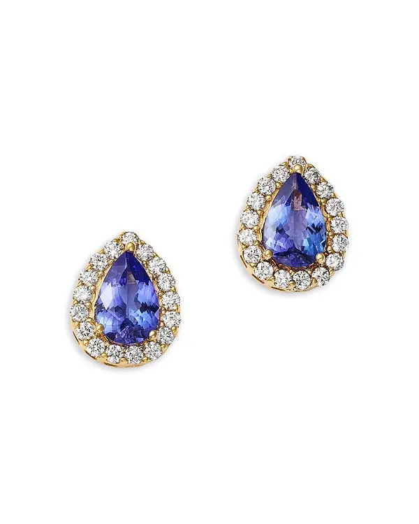 Bloomingdale'S Tanzanite And Diamond Halo Stud Earrings In 14k Yellow - Gold