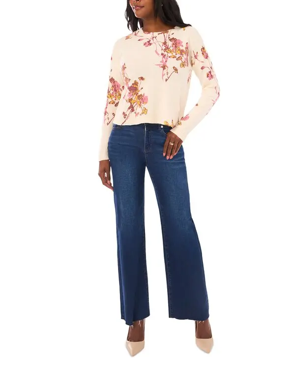 Vince Camuto Floral Print Crewneck Sweater