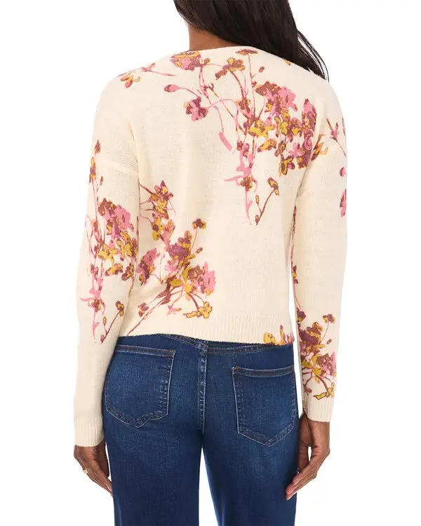 Vince Camuto Floral Print Crewneck Sweater