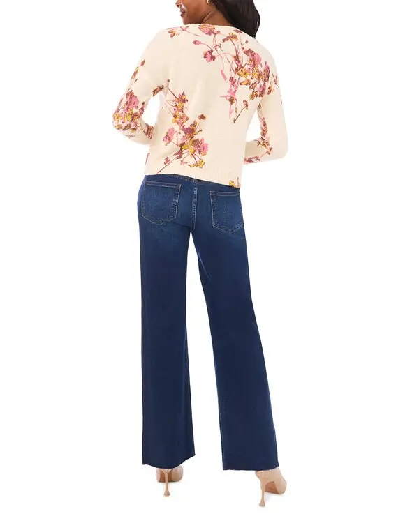 Vince Camuto Floral Print Crewneck Sweater