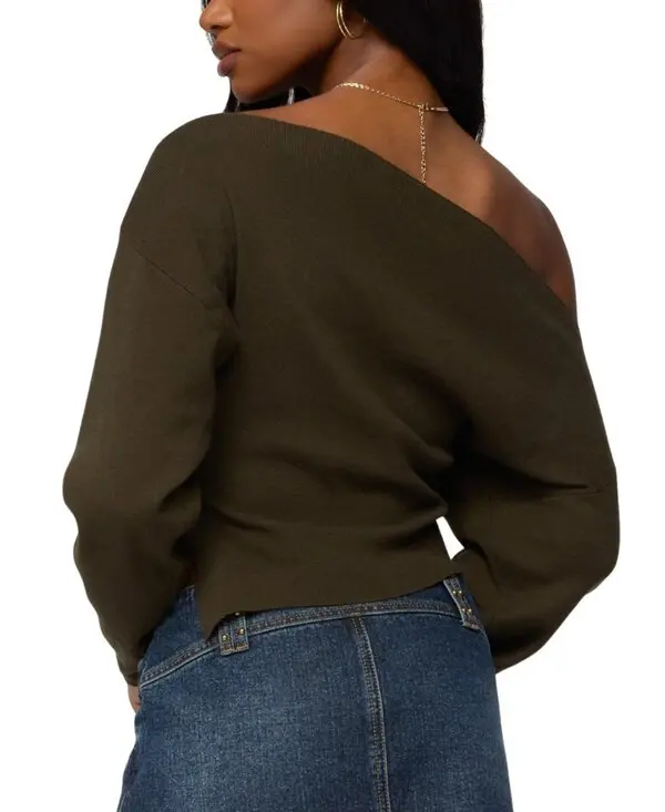 EDIKTED Chenelle Asymmetric Off Shoulder Sweater