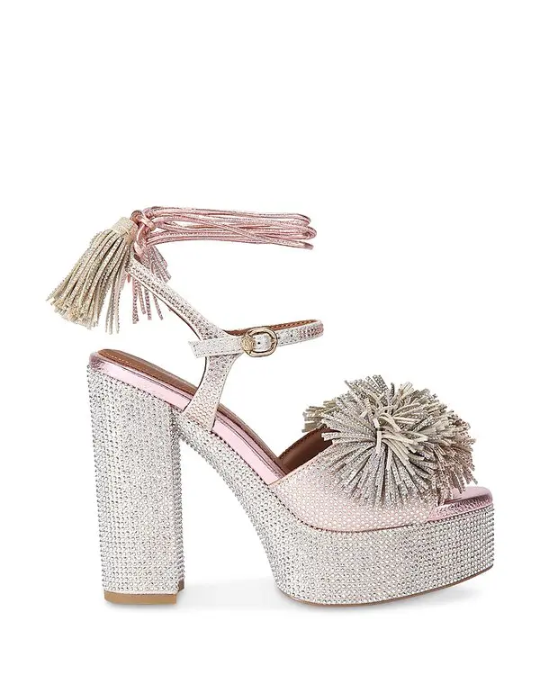 Kurt Geiger Pom Pom Ankle-tie Platform Sandals