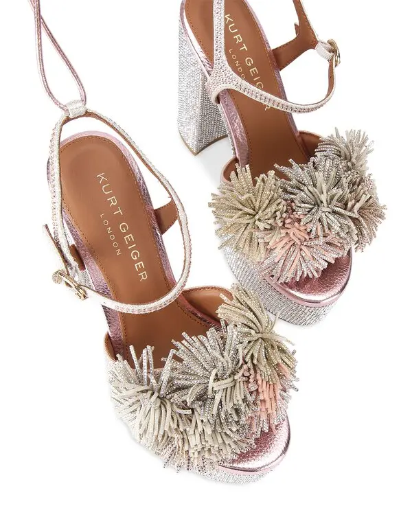 Kurt Geiger Pom Pom Ankle-tie Platform Sandals