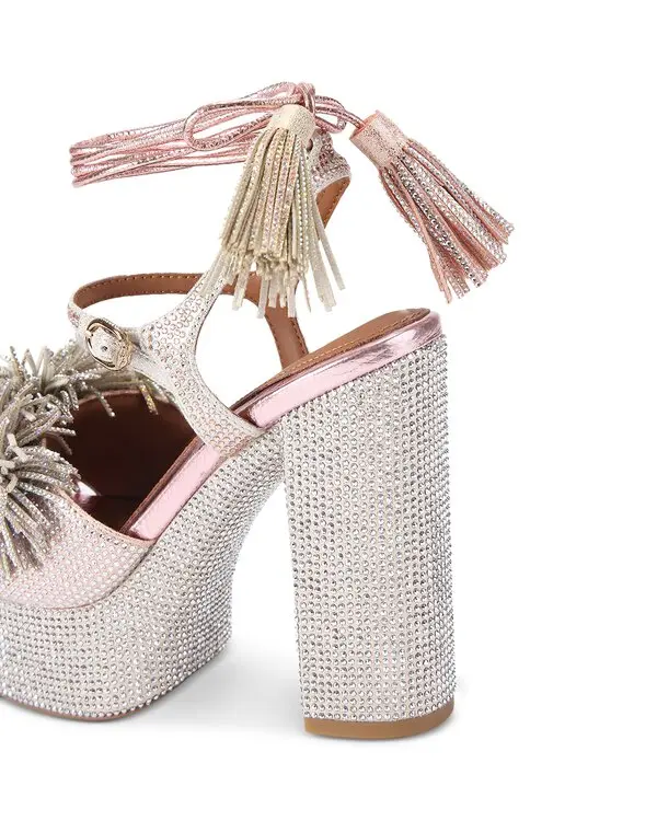 Kurt Geiger Pom Pom Ankle-tie Platform Sandals
