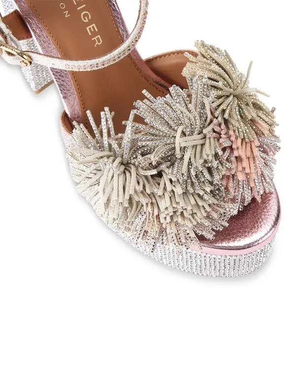 Kurt Geiger Pom Pom Ankle-tie Platform Sandals