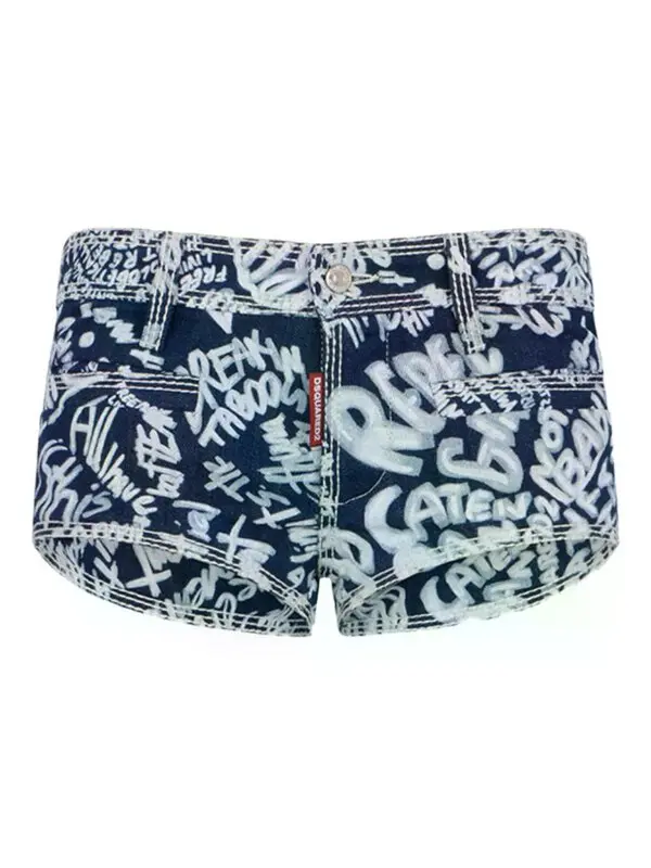 Dsquared2 Rebel Graphic Graffiti Denim Shorts