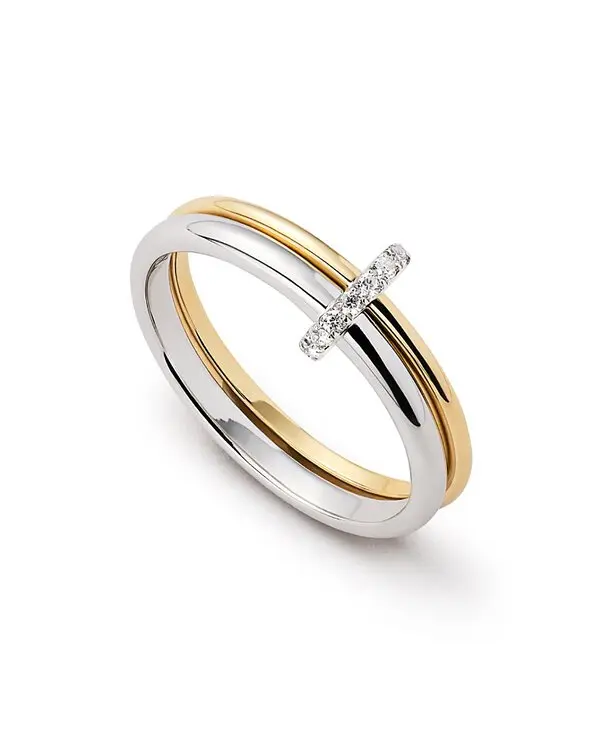 ANA LUISA Solid Gold Two Tone Lab Grown Diamond Link Ring - Two-tone