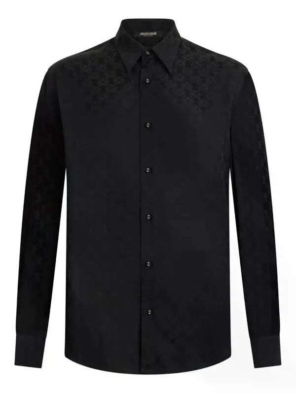 Roberto Cavalli Monogram-pattern Long-sleeve Shirt - Black