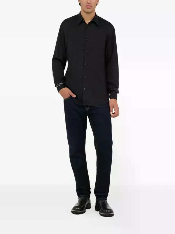 Roberto Cavalli Monogram-pattern Long-sleeve Shirt - Black