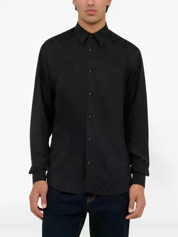 Roberto Cavalli Monogram-pattern Long-sleeve Shirt - Black