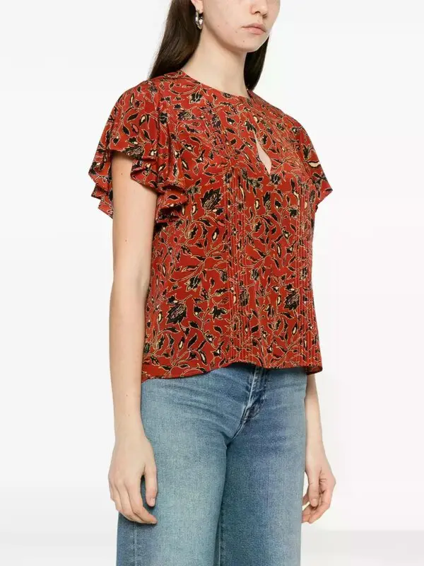 Ulla Johnson Adoni Floral Top - Red