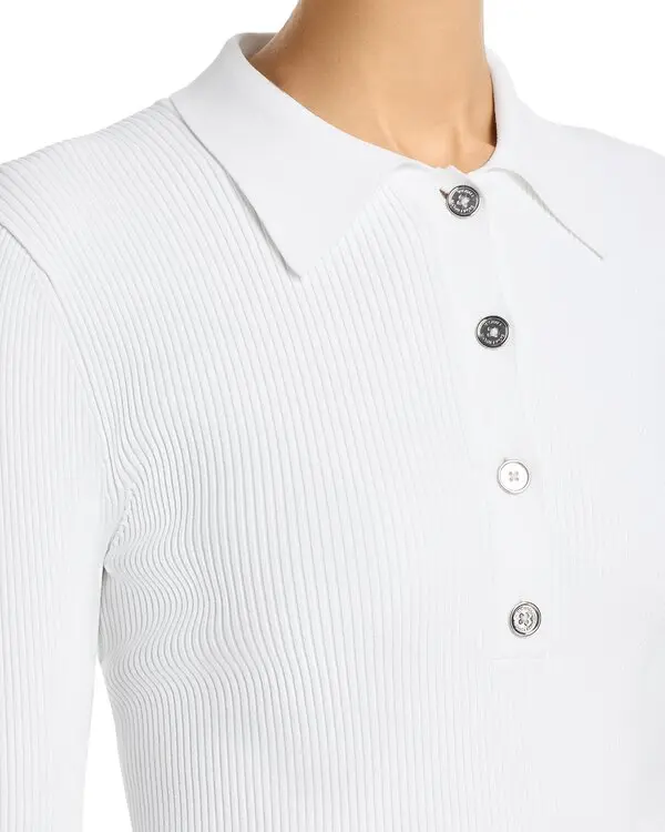 Michael Kors Long Sleeve Polo Top - White