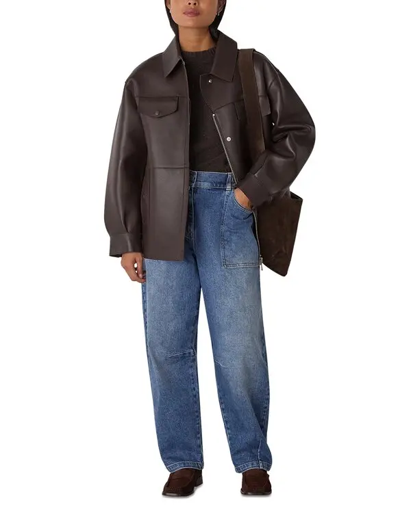 Whistles Petite Elasticated Waist Barrel Jeans