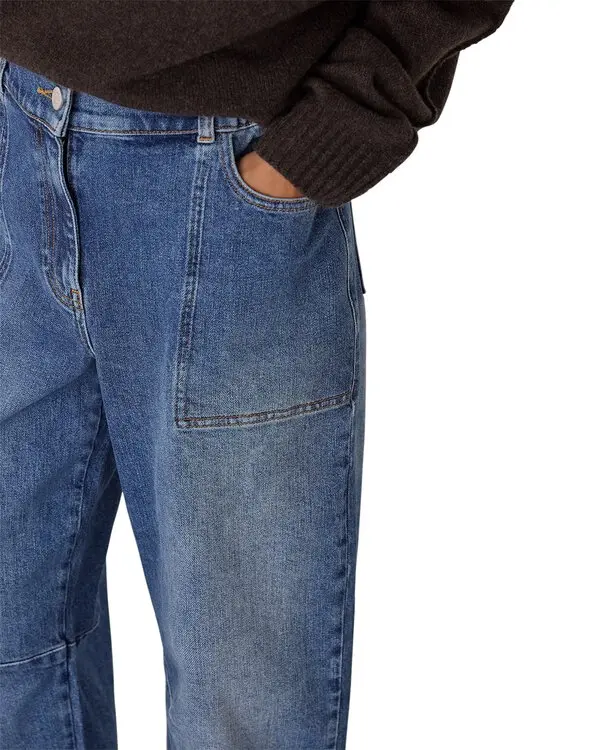 Whistles Petite Elasticated Waist Barrel Jeans