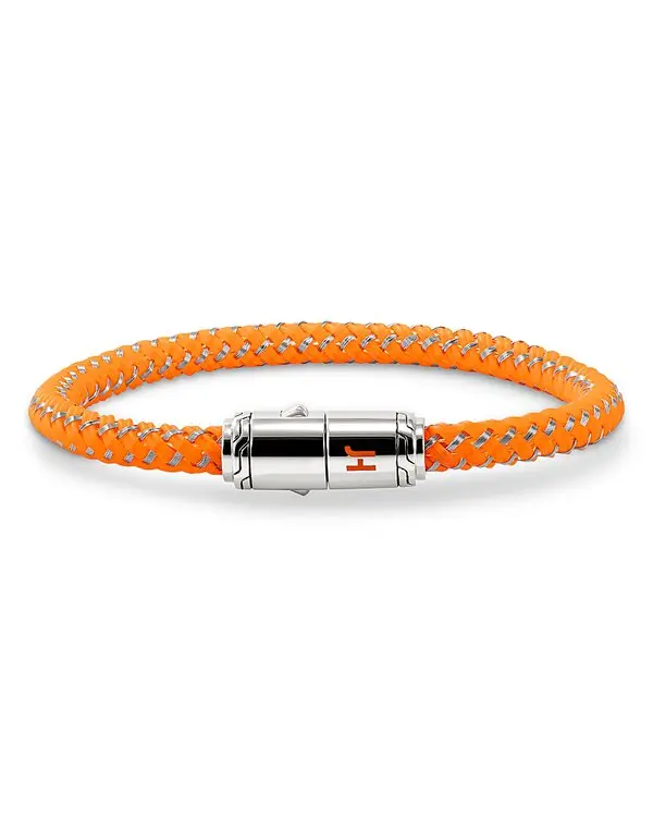 John Hardy Sterling Rubber, And Stainless Steel Cord Bracelet - Silver