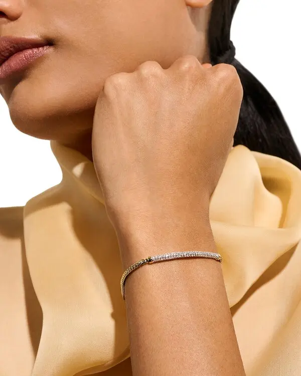 John Hardy 14k Yellow Diamond Pave Link Bracelet - Gold