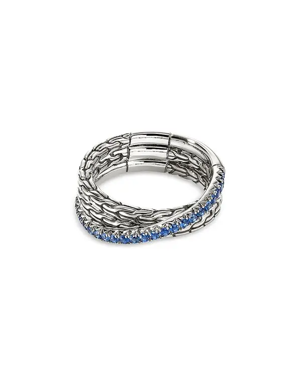John Hardy Sterling Sapphire Pave Crossover Ring - Silver