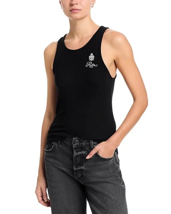 FRAME Ritz Rib Tank Top - Black