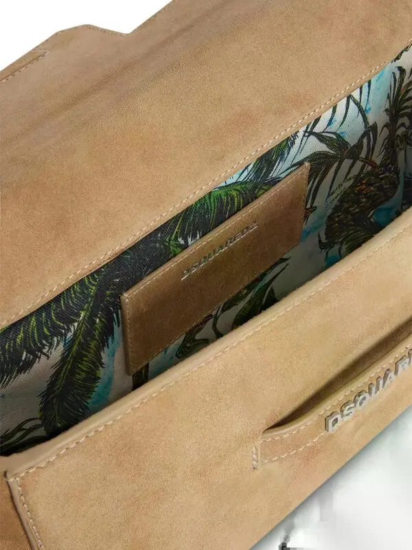 Dsquared2 Suede Leather Clutch Bag With Wrist Strap