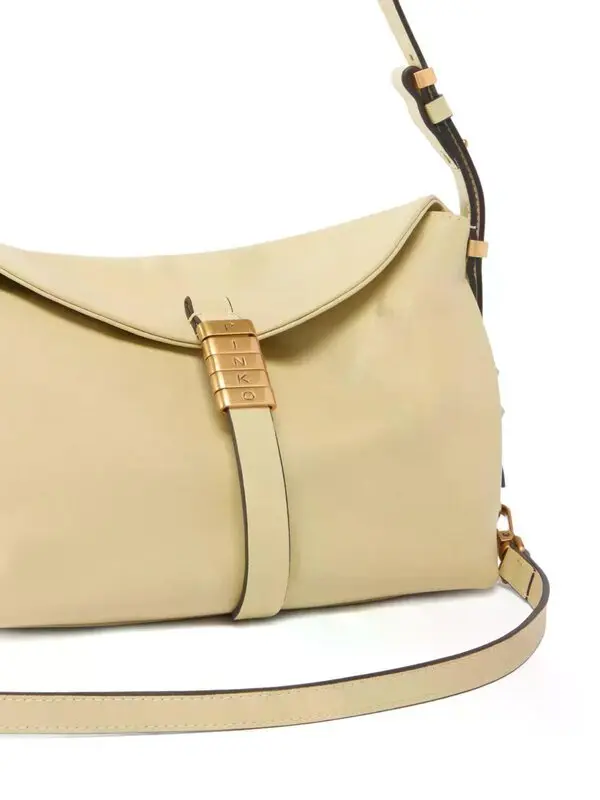 Pinko Small Leather Saddle Shoulder Bag - Neutrals