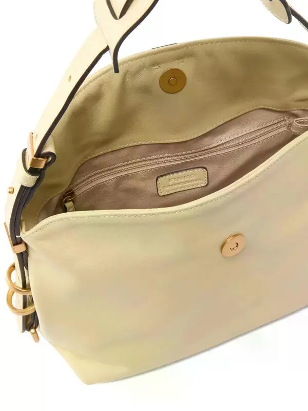 Pinko Small Leather Saddle Shoulder Bag - Neutrals