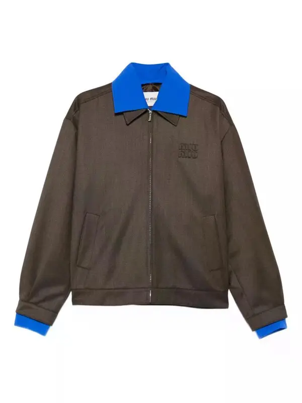 Miu Miu Logo-embroidered Zip-up Jacket