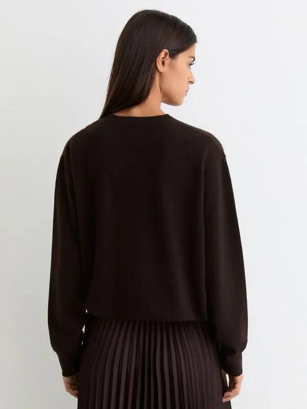 REISS Jenny Wool-cashmere V-neck Jumper - Chocolate Brown
