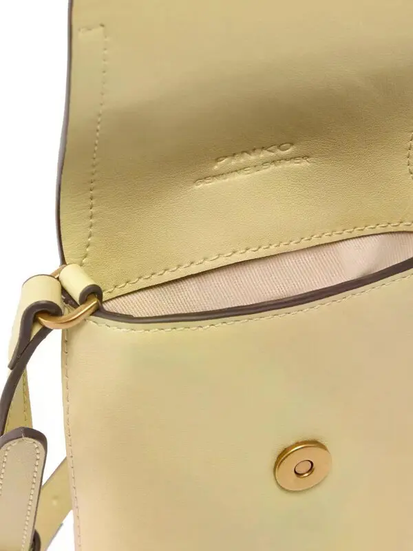 Pinko Leather Crossbody Bag With Logo - Yellow