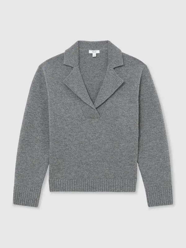 REISS Wool-cashmere Collared Knit Jumper - Grey Marl