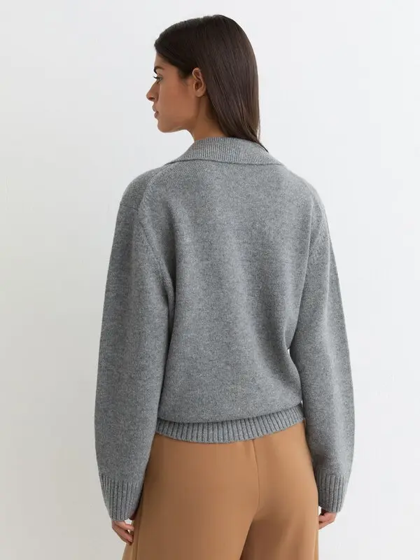 REISS Wool-cashmere Collared Knit Jumper - Grey Marl