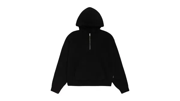 StÜssy Quarter Zip Knit Hoodie - Black